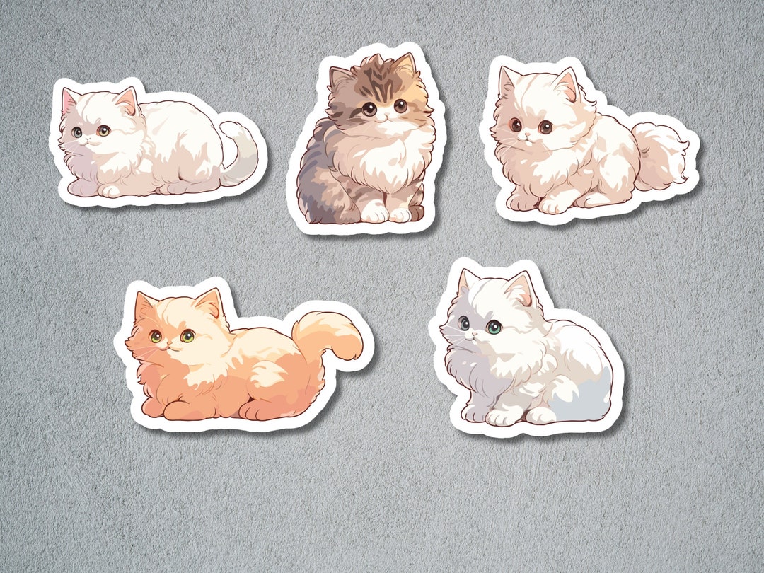 Cute Cat Sticker Set, Sticker Set, Persian Cat, Cute Adorable Cat ...