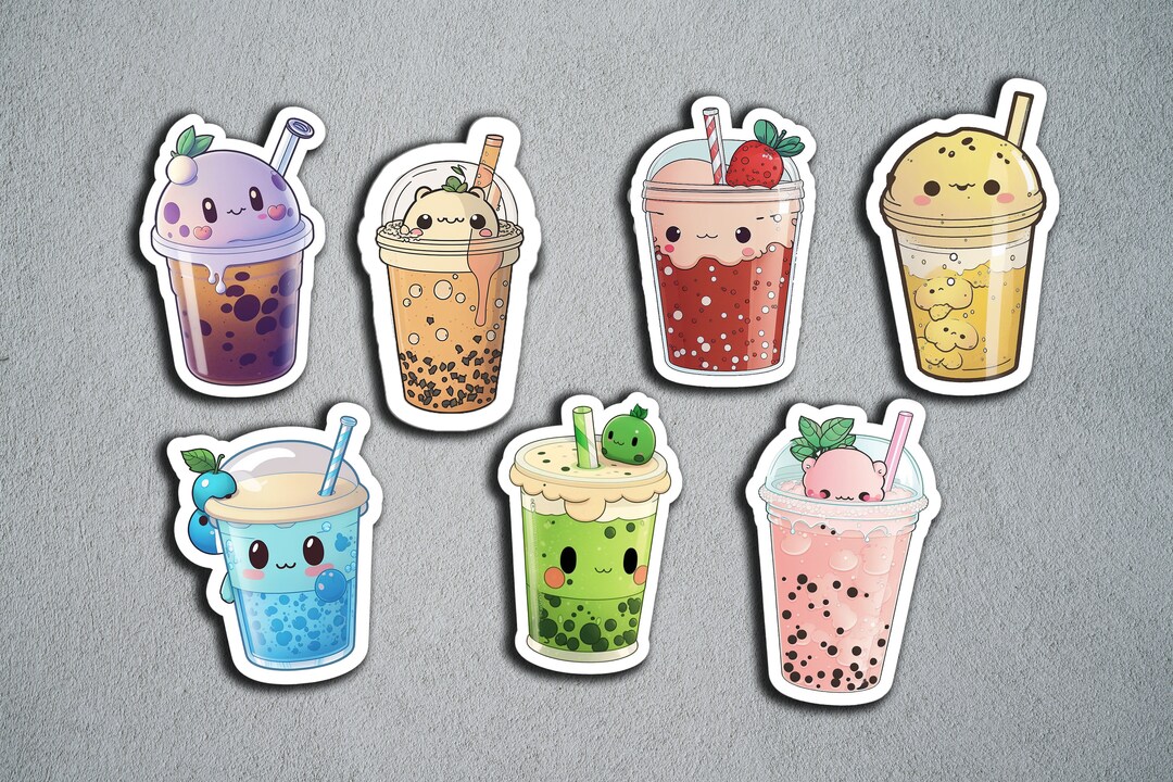 Cute Bubble Tea Sticker, Food Stickers, Glossy Die-cut Sticker ...