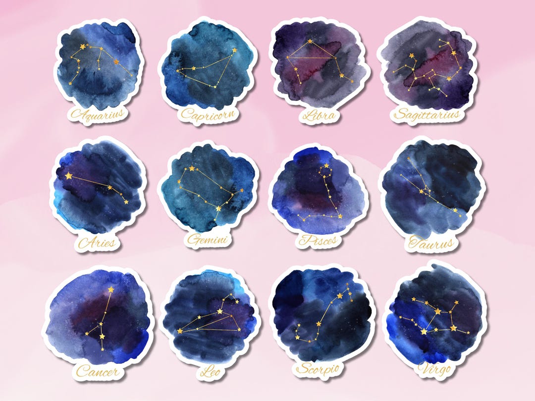 Cute Zodiac Sign Sticker, Dark Sky Zodiac Stickers, Cute Zodiacs ...