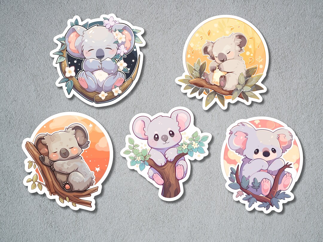 Cute Koala Sticker Set, Sticker Set, Koala Sticker, Cute Adorable Koala ...