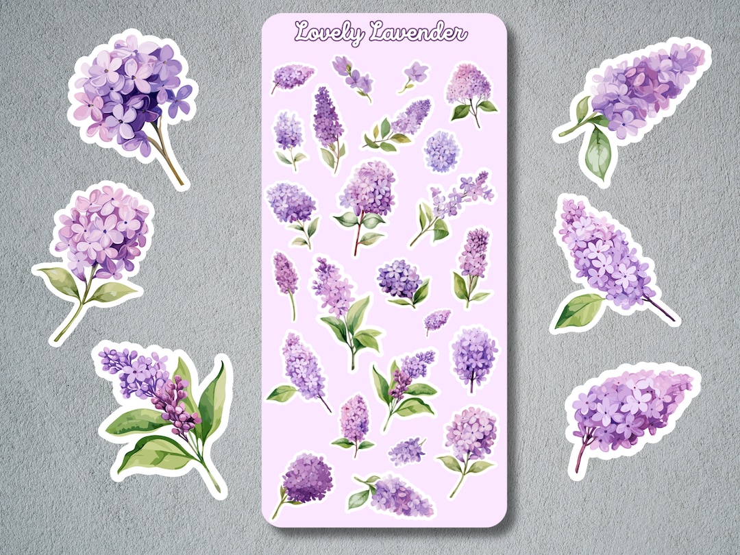 Pastel Purple Lavender Sticker Sheet, Lavender Stickersheet, Pastel ...