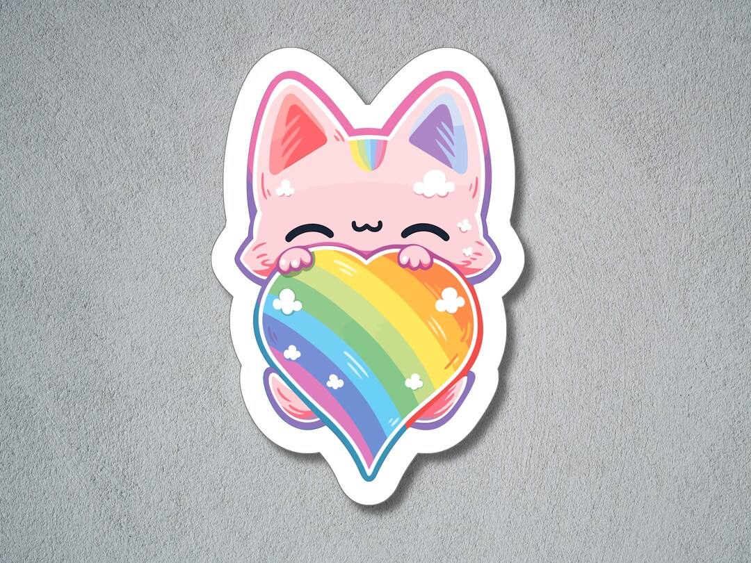 Rainbow Cat Sticker, Pride Sticker, Love is Love Cat, Pride Month ...