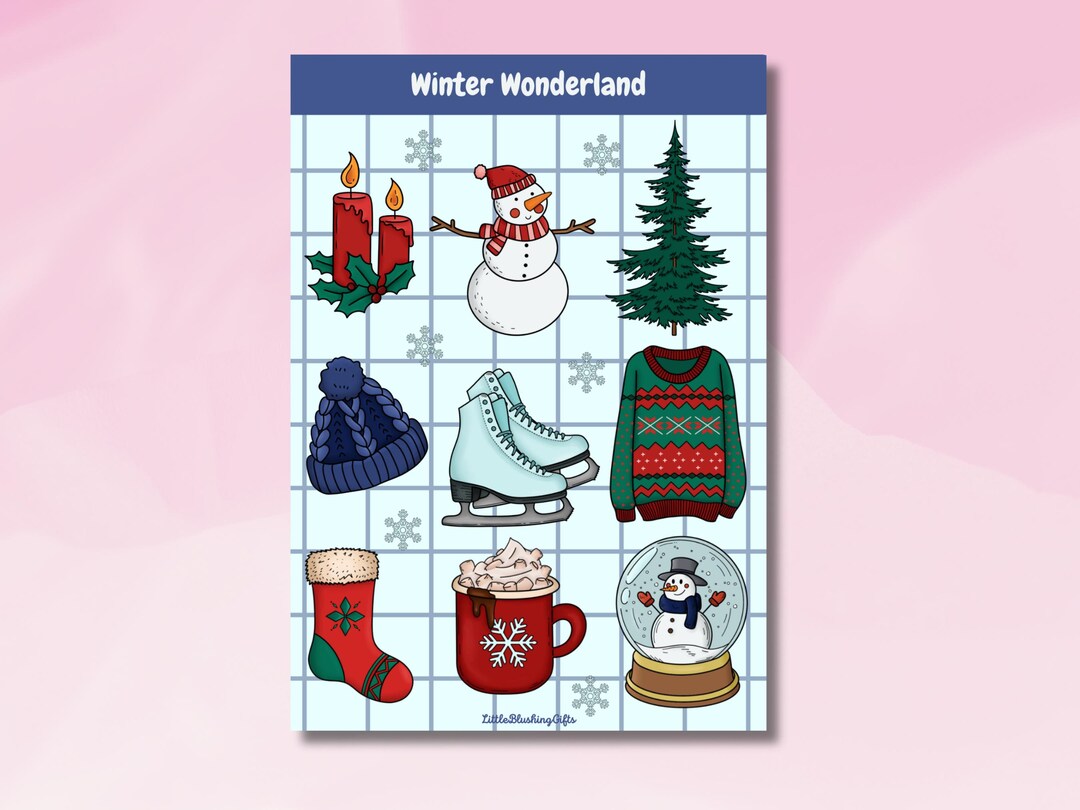Cute Winter Stickersheet, A5 Stickersheet, Winter Wonderland Stickers ...