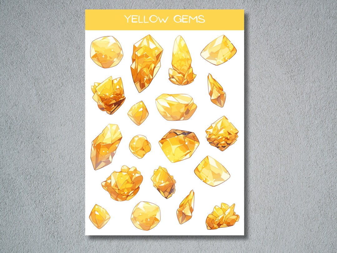 Yellow Golden Gemstones, Gemstone Sticker, Yellow Gemstone Stickers ...