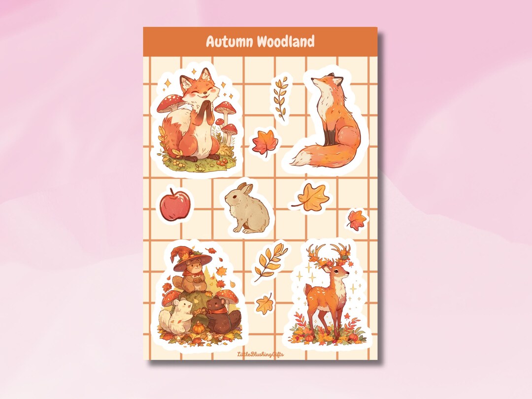 Autumn Woodland Animals Stickersheet, Woodland Design, Cute Animal ...