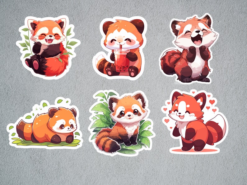 Cute Red Panda Stickers Red Panda Sticker Set Animal - Etsy