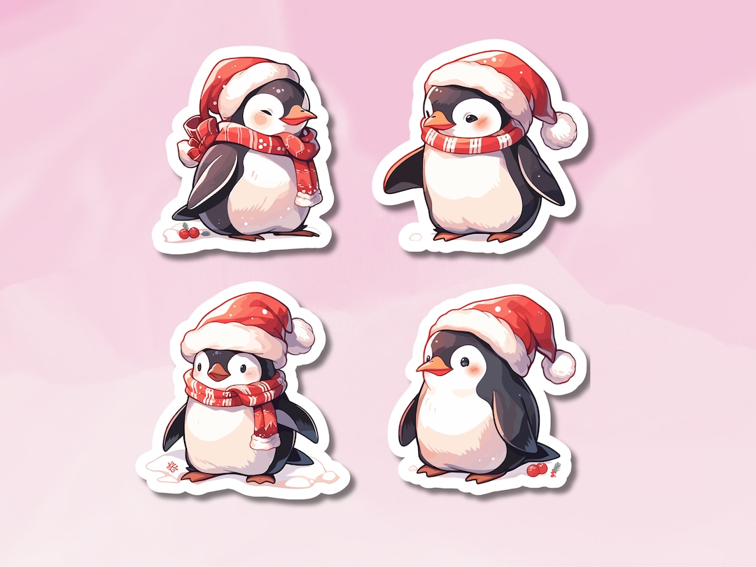 Cute Winter Penguin Sticker, Penguin Sticker Set, Animal Sticker, Snow ...