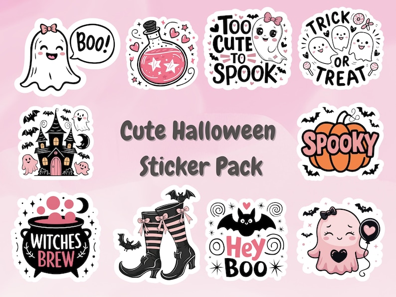 Cute Halloween Ghost Sticker Pack, Cute Spooky Sticker Set, Cute Ghost ...