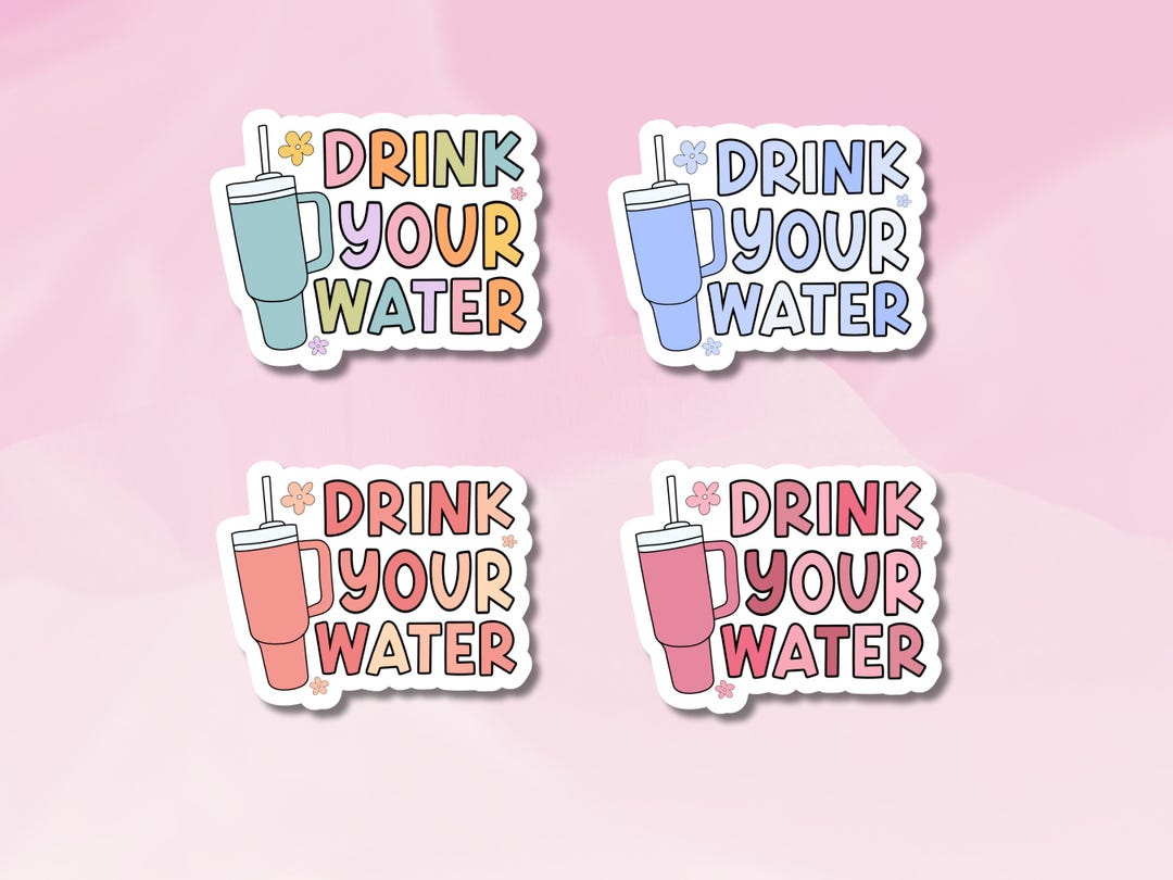 Drink Your Water Sticker, Pastel Hydration Sticker Set, Hydration ...