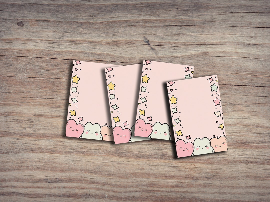 Cute Pink Hearts Memopad, Cute Memopad, Notepad, Aesthethic Notes ...