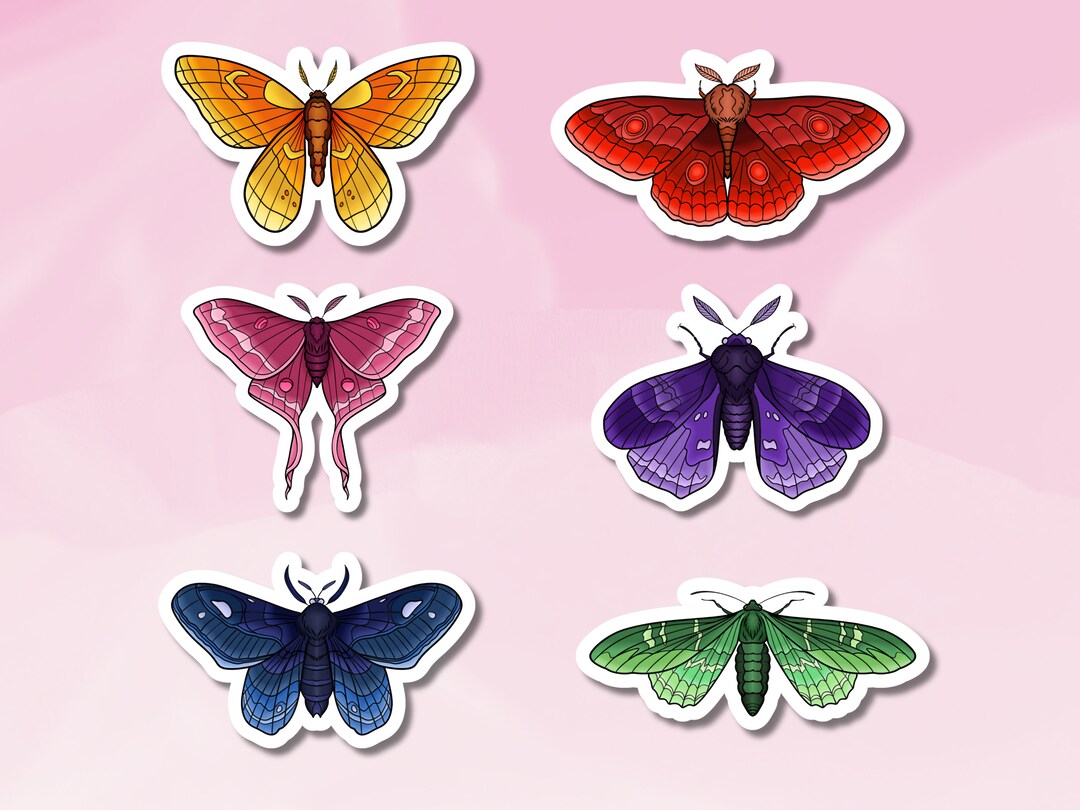 Colorful Moth Sticker: Magical Flying Moths, Bujo Stickers - Etsy