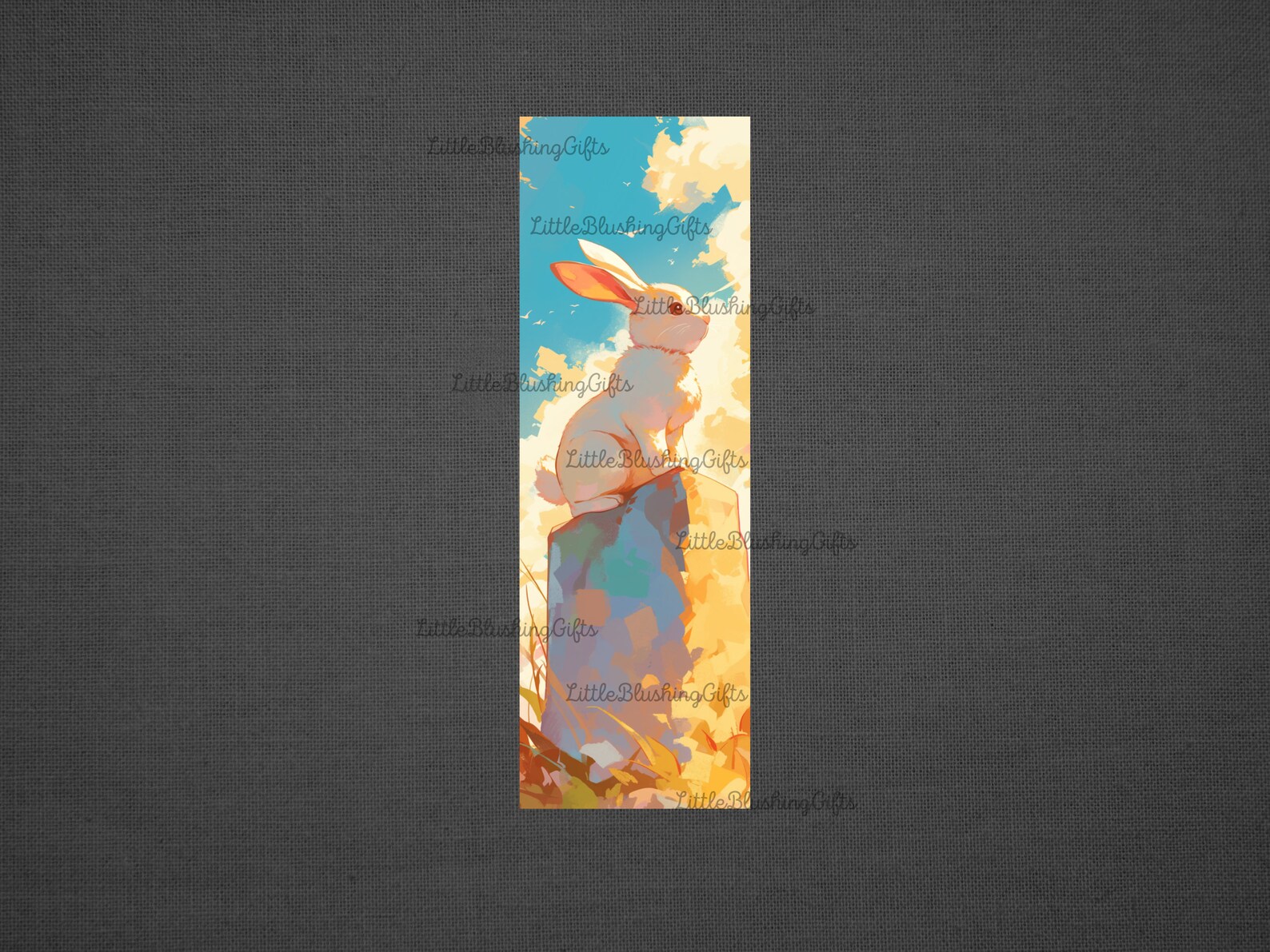 Cute Bunny Bookmark, Bunny in a Forest Bookmark, Bunny With a Carrot ...