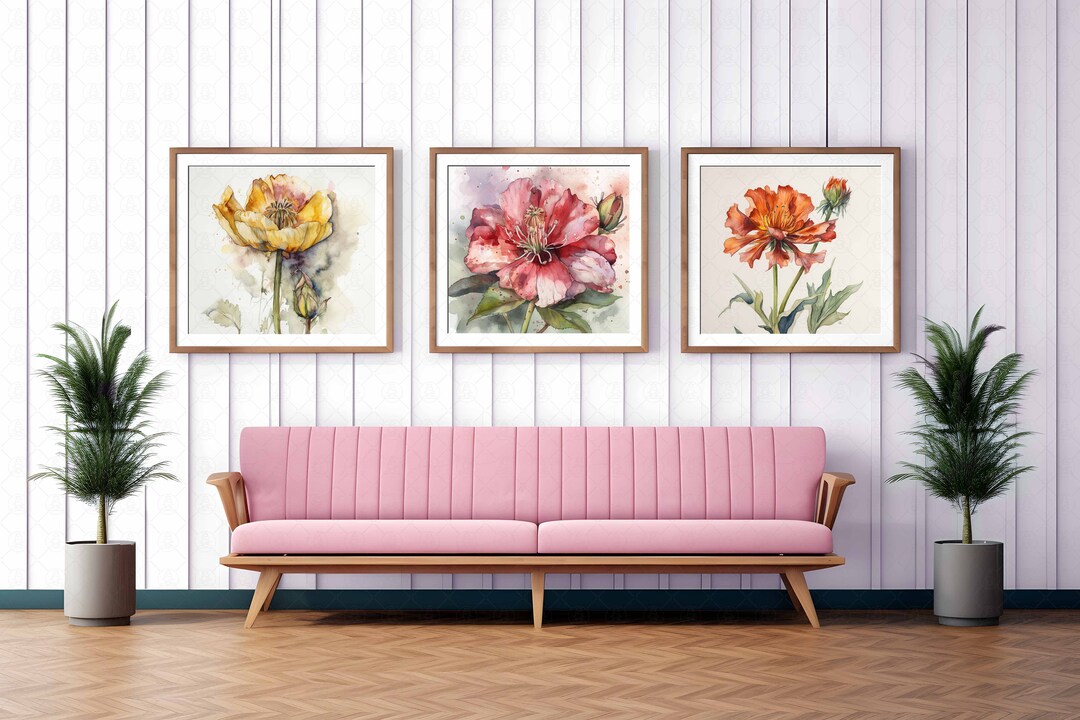 3 Square Frames Gallery Wall Mockup, Three Frames Mock Up, Interior ...
