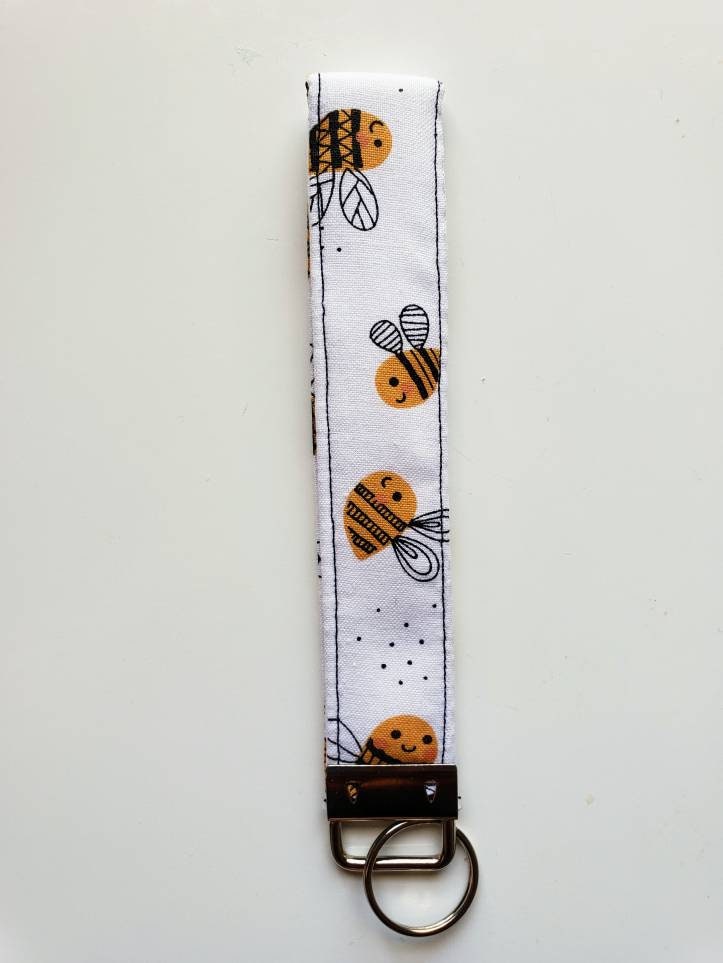 Bee Key Fob Fun Key Fob Wristlet Cute Keychain Wrist | Etsy