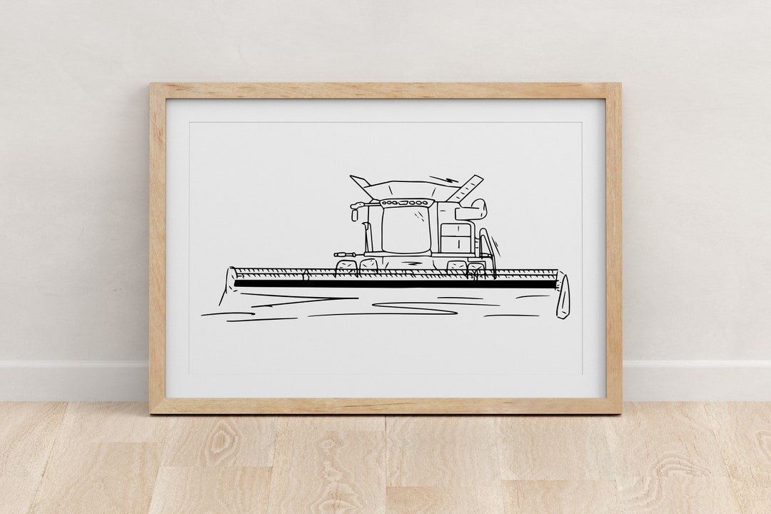 Case IH Combine Sketch, Digital Download, Dairy Cows Eating Print ...