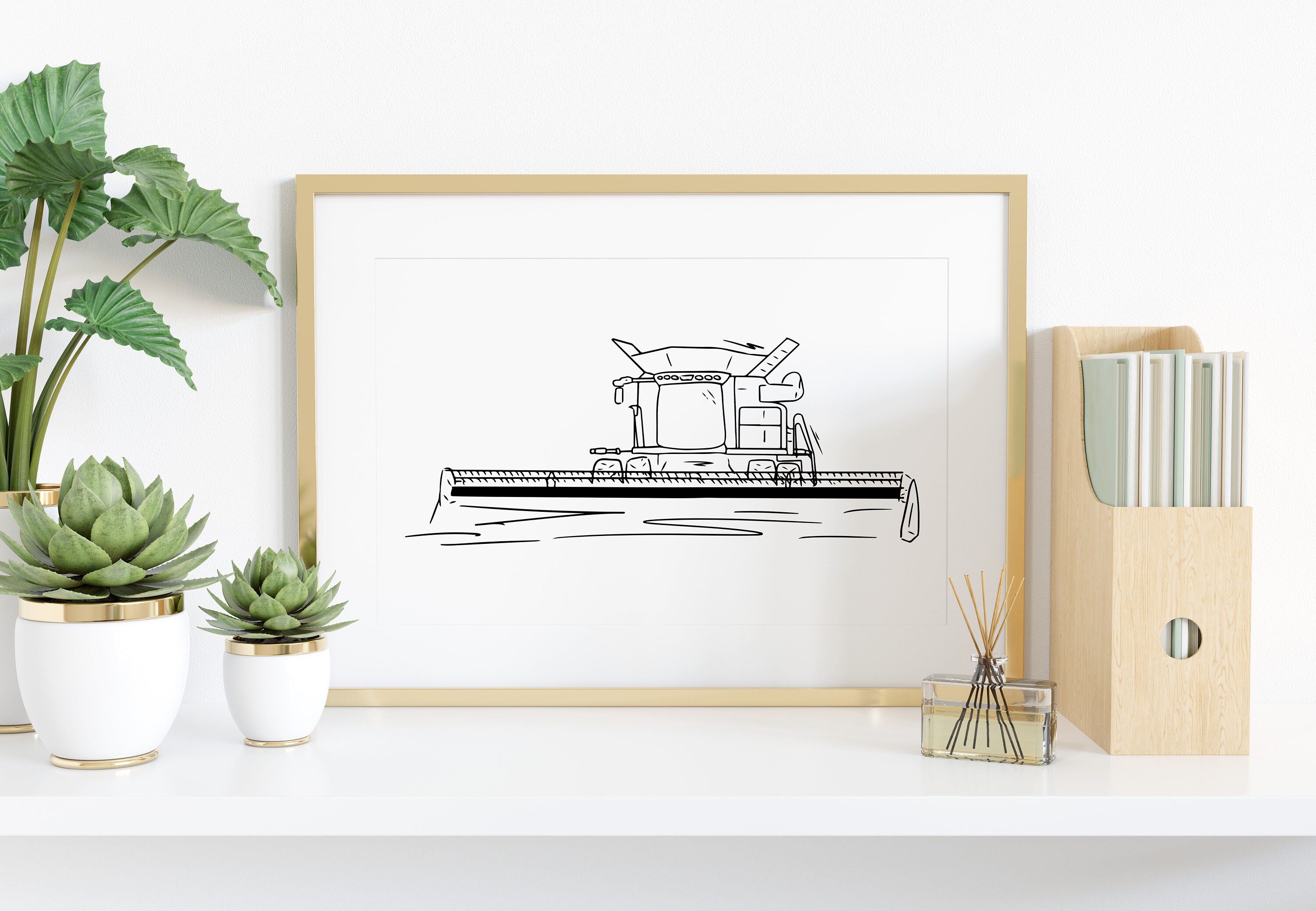 Case IH Combine Sketch, Digital Download, Dairy Cows Eating Print ...