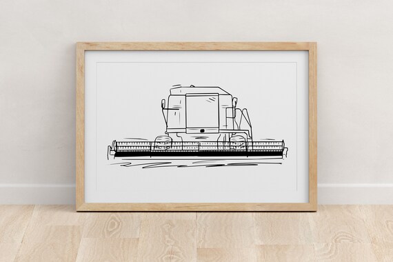 John Deere Combine Line Drawing