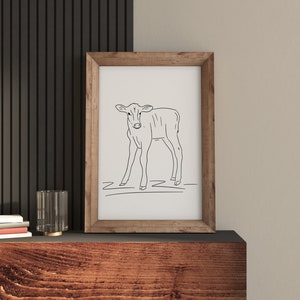 Newborn Dairy Calf Minimalist Drawing, Digital Download, Calf Print ...