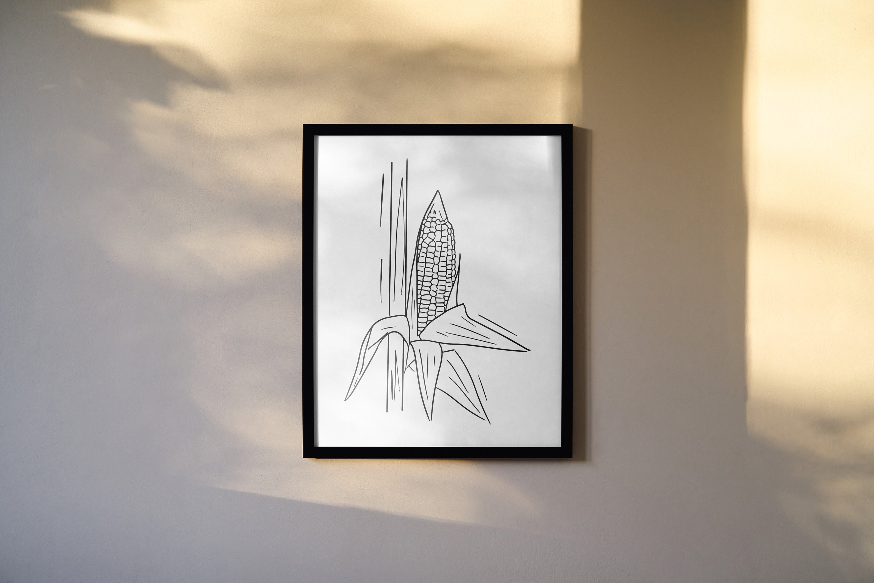 Corn Minimalist Drawing, Digital Download, Farm Print, Simple Corn ...