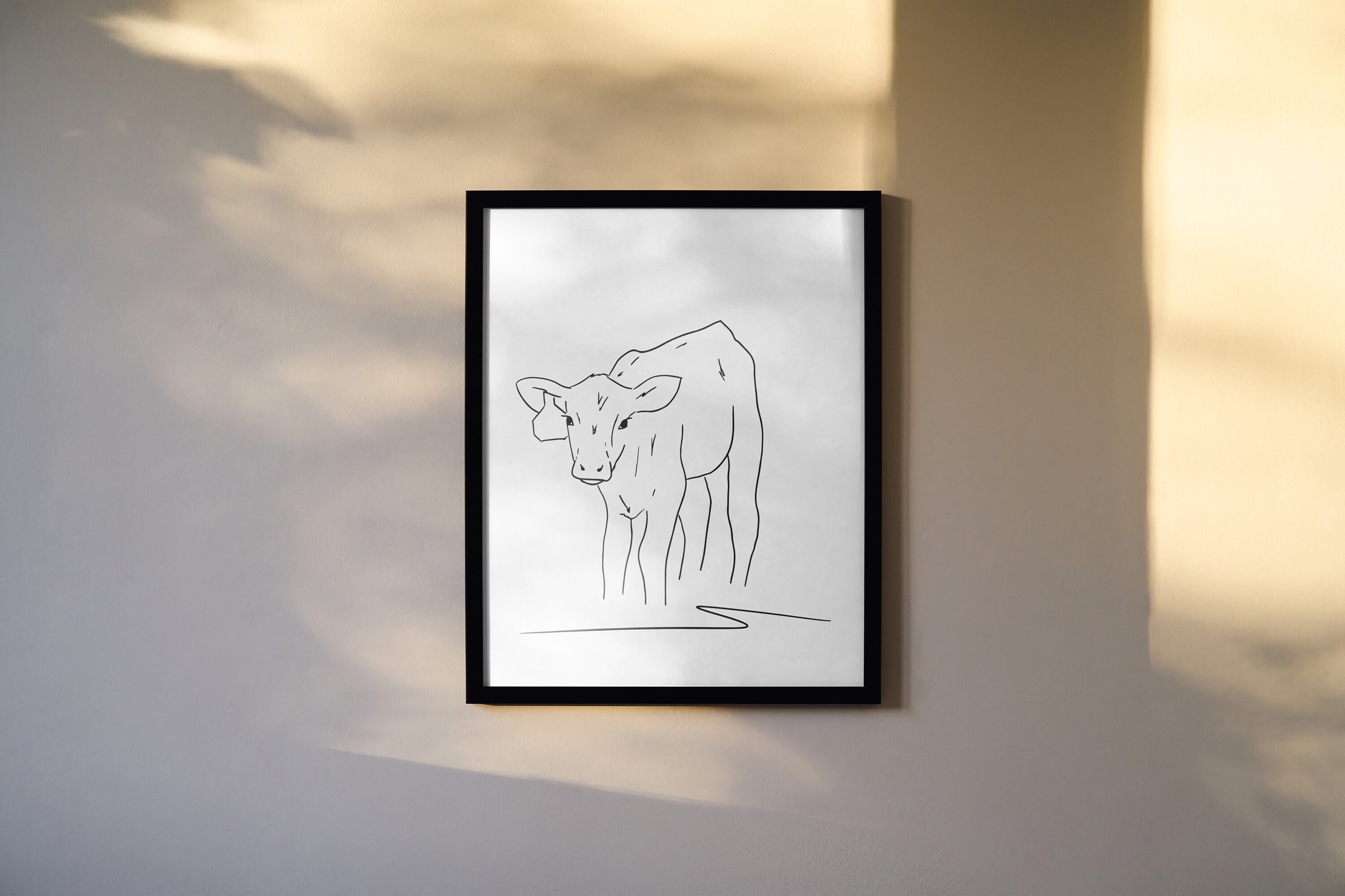 Angus Calf Minimalist Drawing, Digital Download, Calf Print, Simple ...