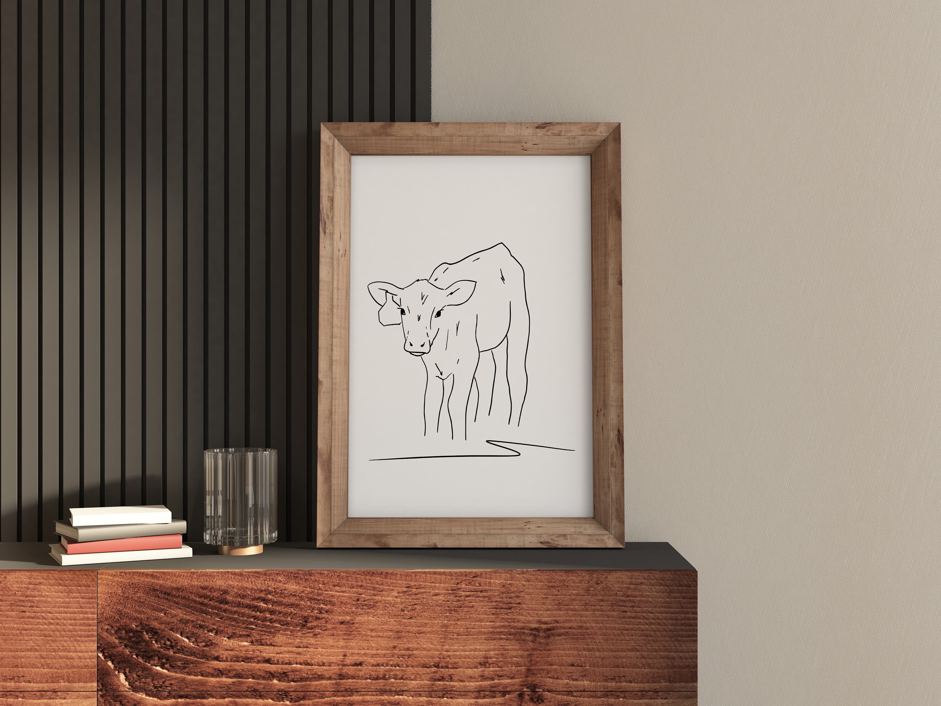 Angus Calf Minimalist Drawing, Digital Download, Calf Print, Simple ...