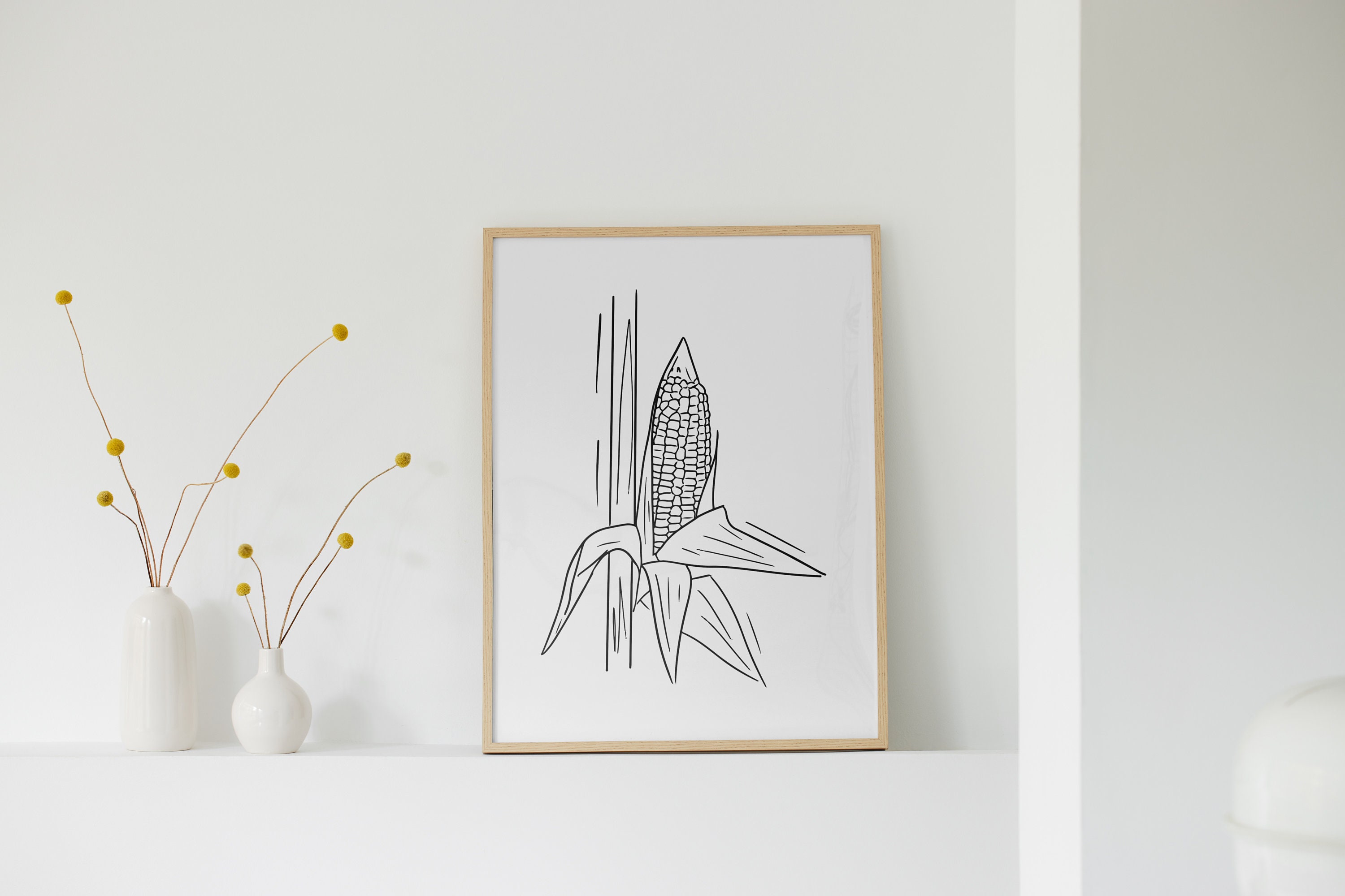 Corn Minimalist Drawing, Digital Download, Farm Print, Simple Corn ...
