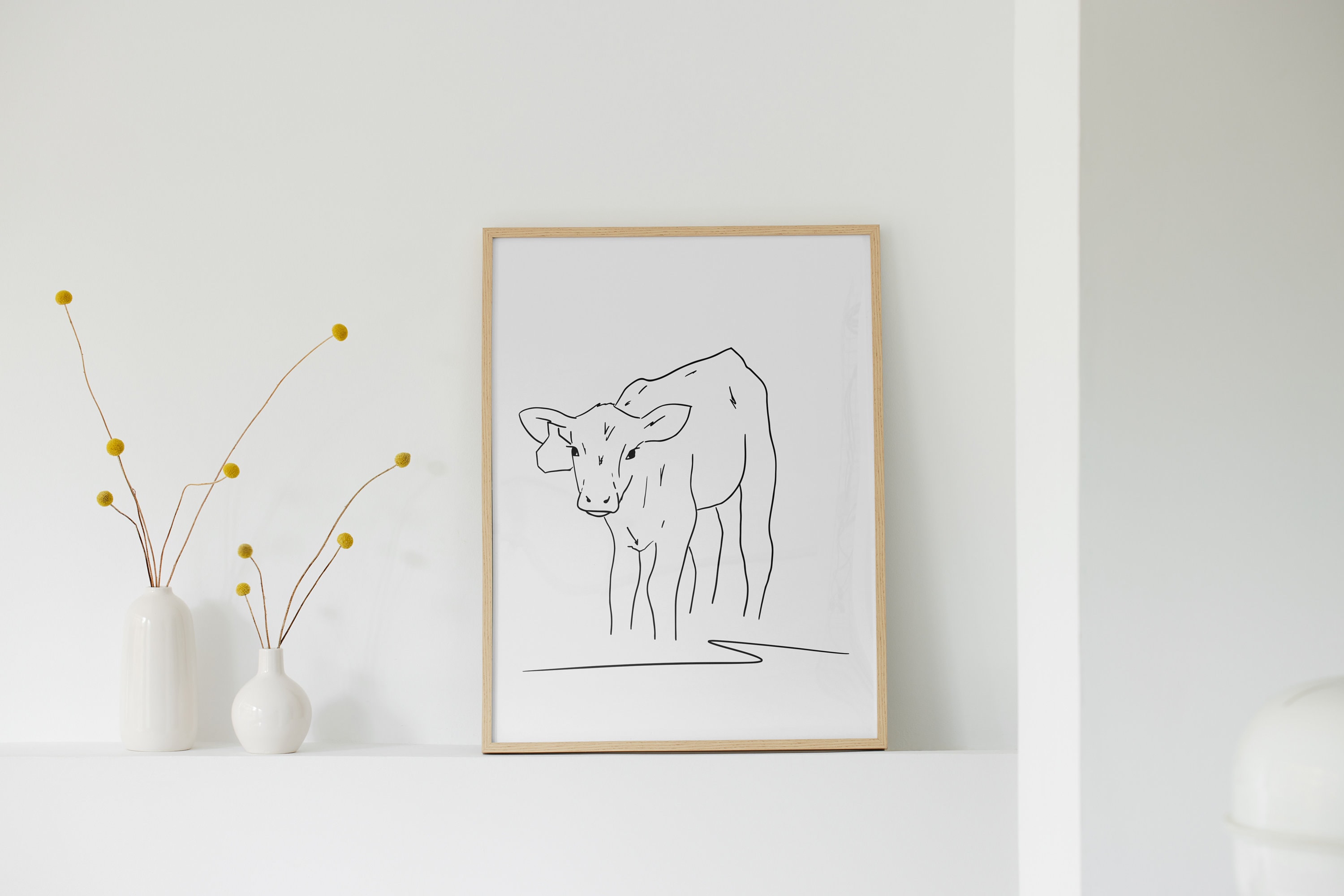 Angus Calf Minimalist Drawing, Digital Download, Calf Print, Simple ...