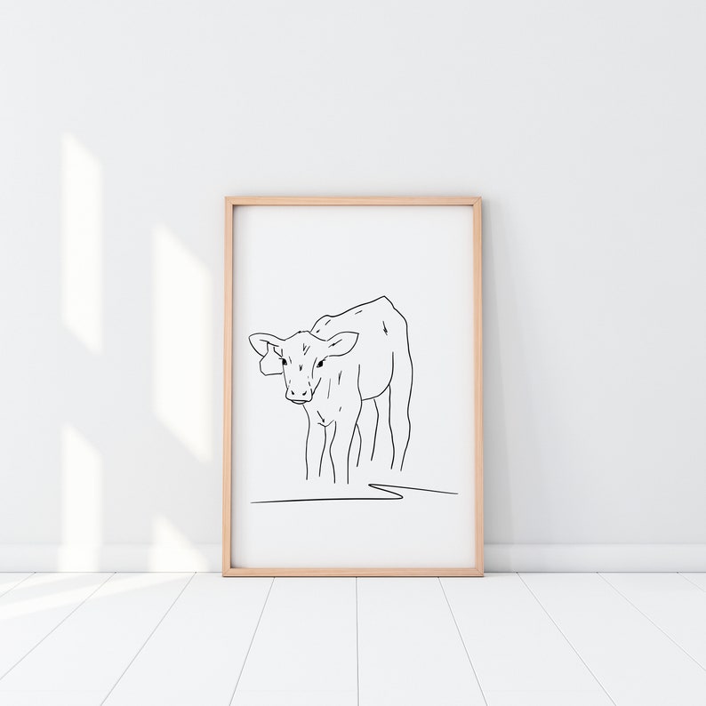 Angus Calf Minimalist Drawing, Digital Download, Calf Print, Simple ...