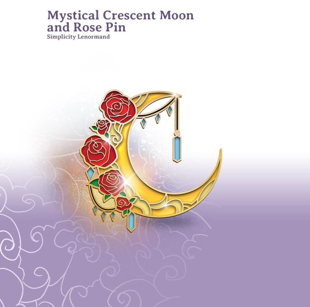 Tarot Lenormand Mystical Crescent Moon and Simplicity Rose Pin - Etsy