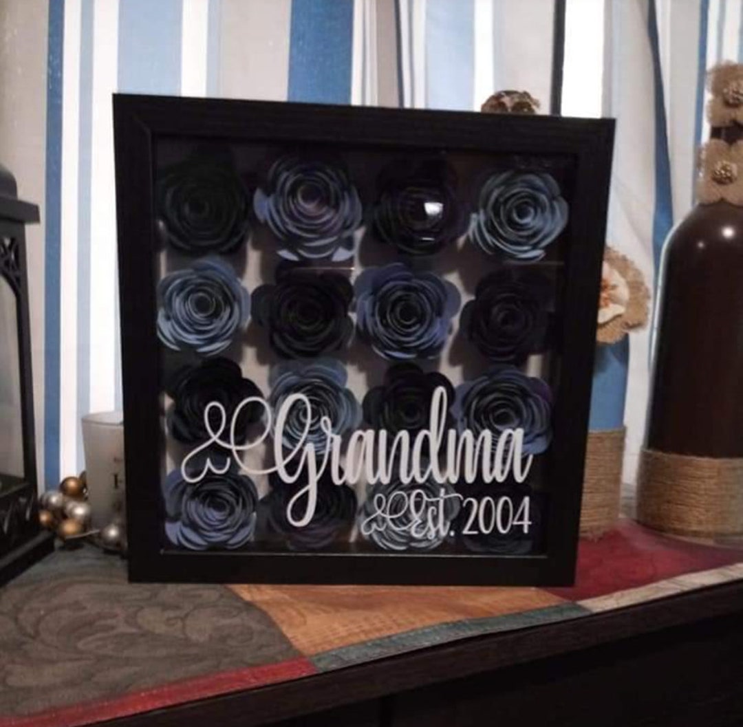 Grandma Flower Shadow Box | Grandma Christmas Gift | Personalized ...