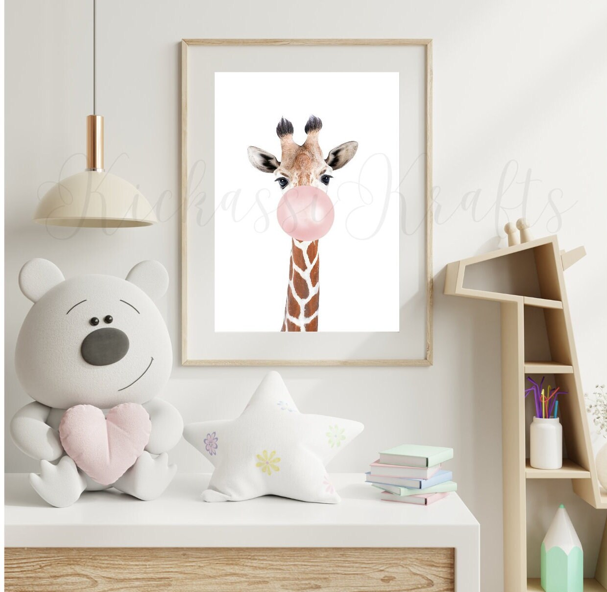 Giraffe Bubble Gum Digital Print, Classroom Wall Art, Giraffes ...