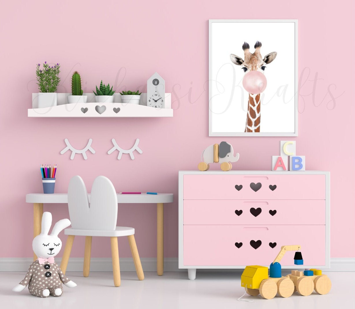 Giraffe Bubble Gum Digital Print, Classroom Wall Art, Giraffes ...