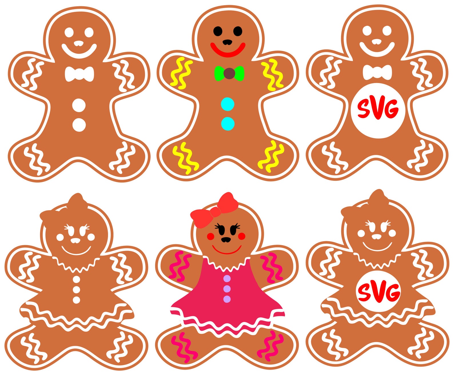 Boy / Girl Gingerbread Svg Bundle Layered FREE Outline | Etsy