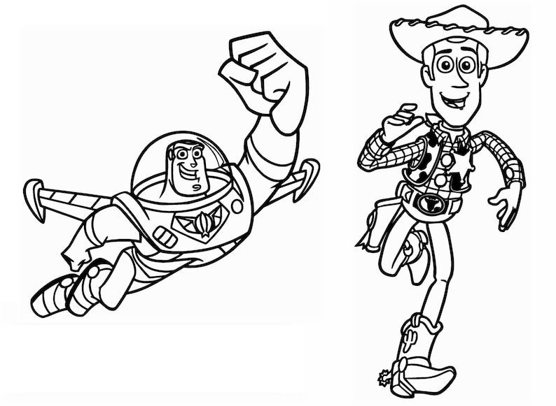 Toy Story Buzz Lightyear / Woody Outline svg. png dxf | Etsy