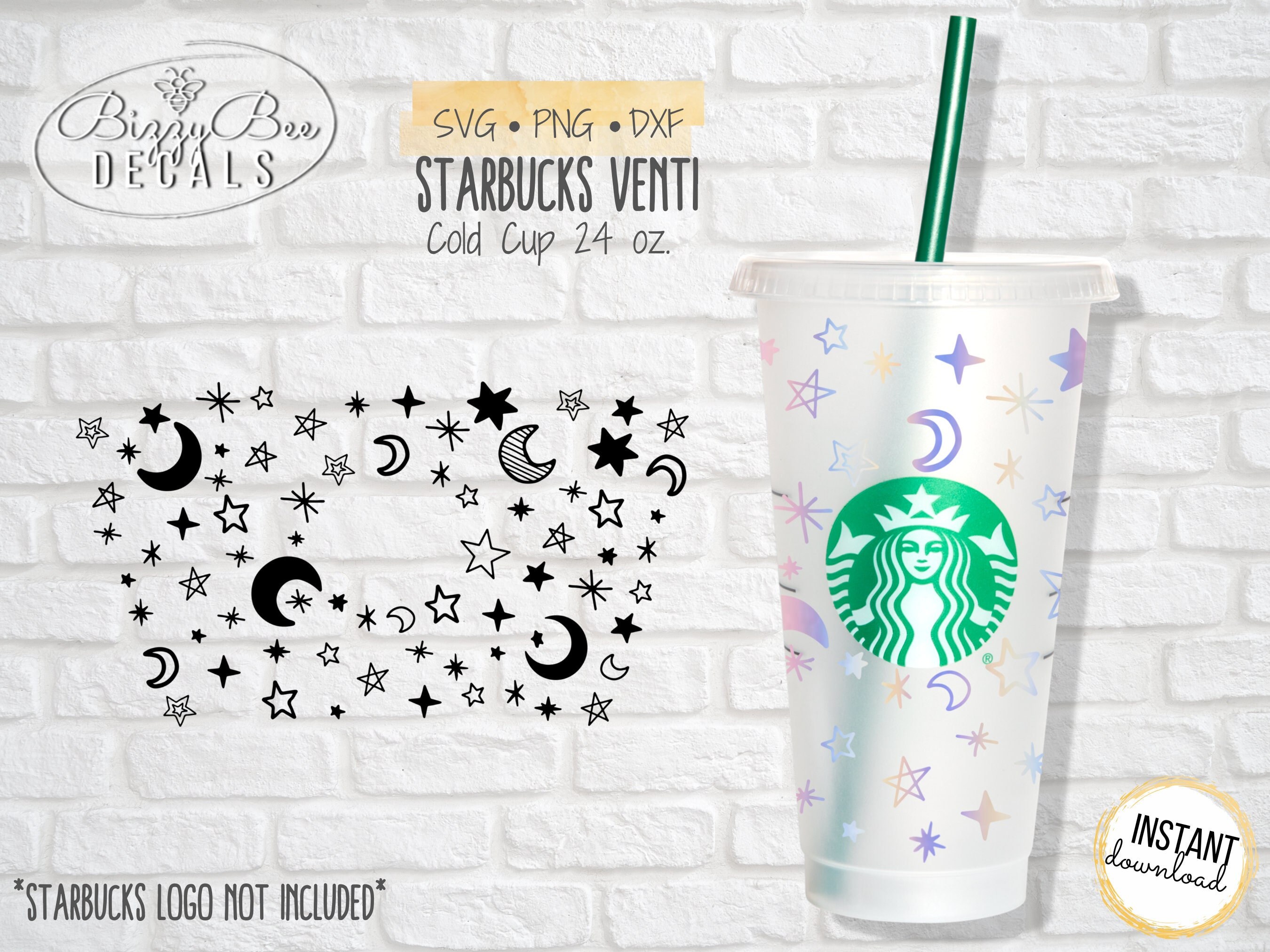 Art & Collectibles Full Wrap Starbucks Cup Crystal Moon Cup 24OZ SVG ...