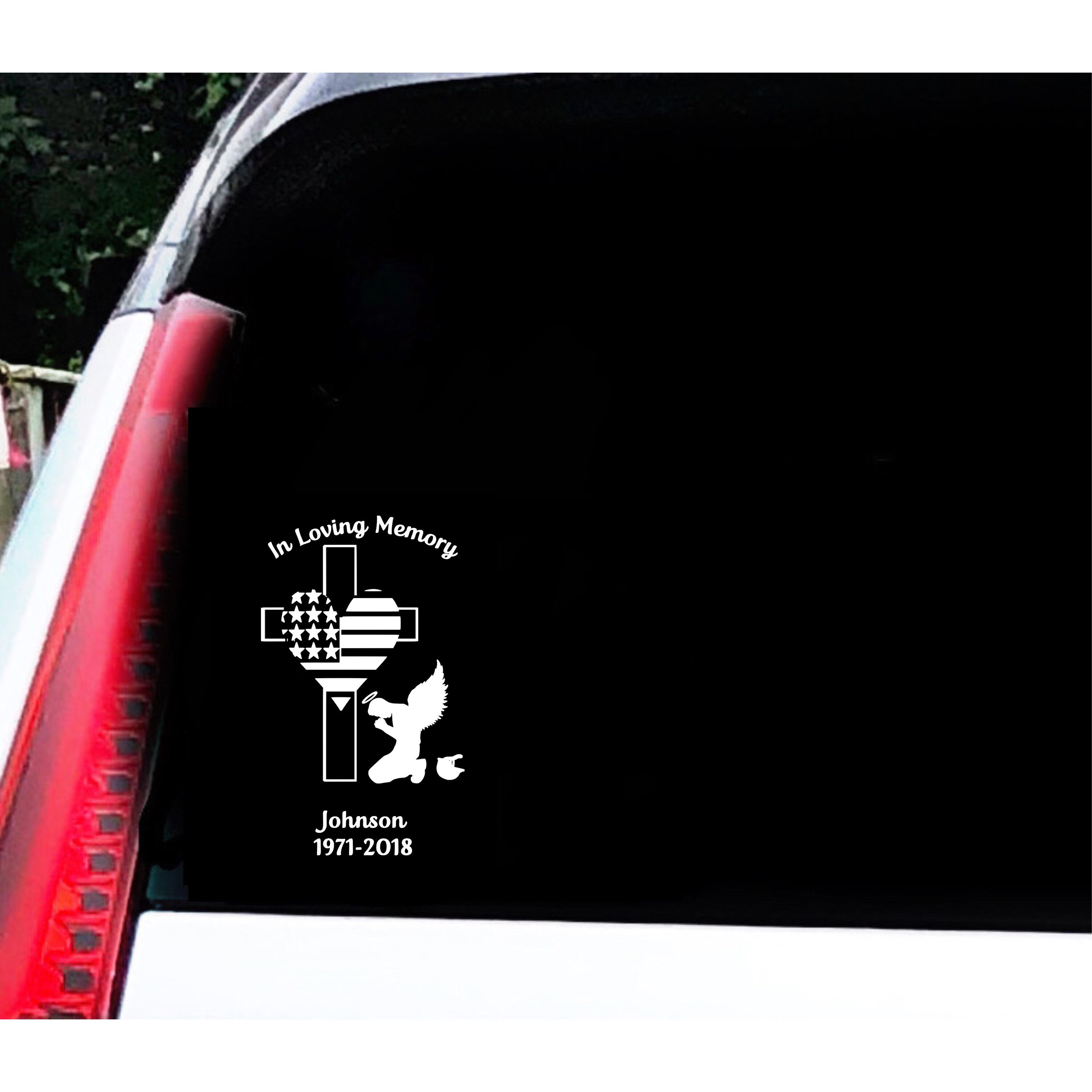 Fallen Hero Tribute Decal: Cross With Heart American Flag and Angelic ...