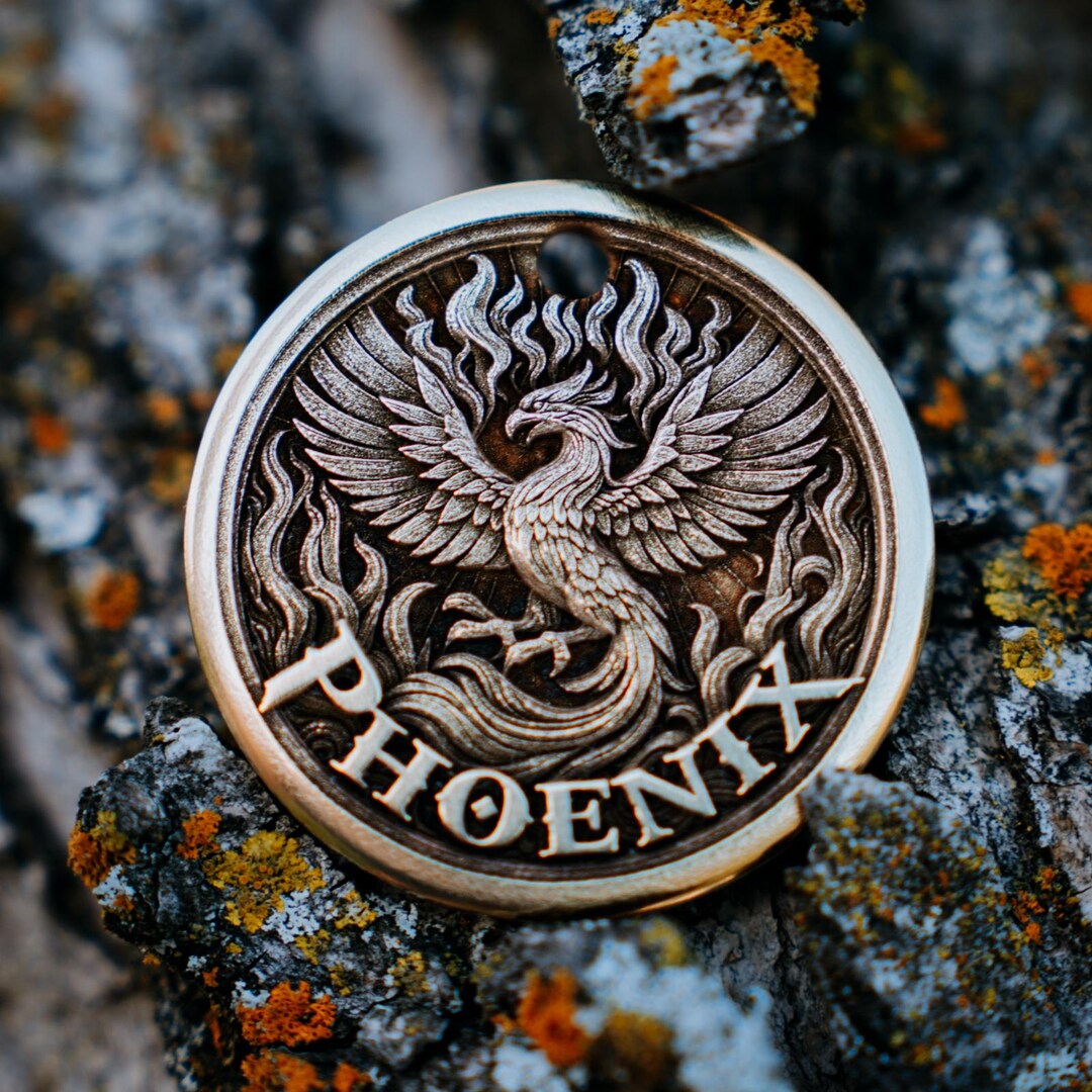 Phoenix Dog Tag | Engraved | Copper | Personalized | Pet Cat Id Tag ...