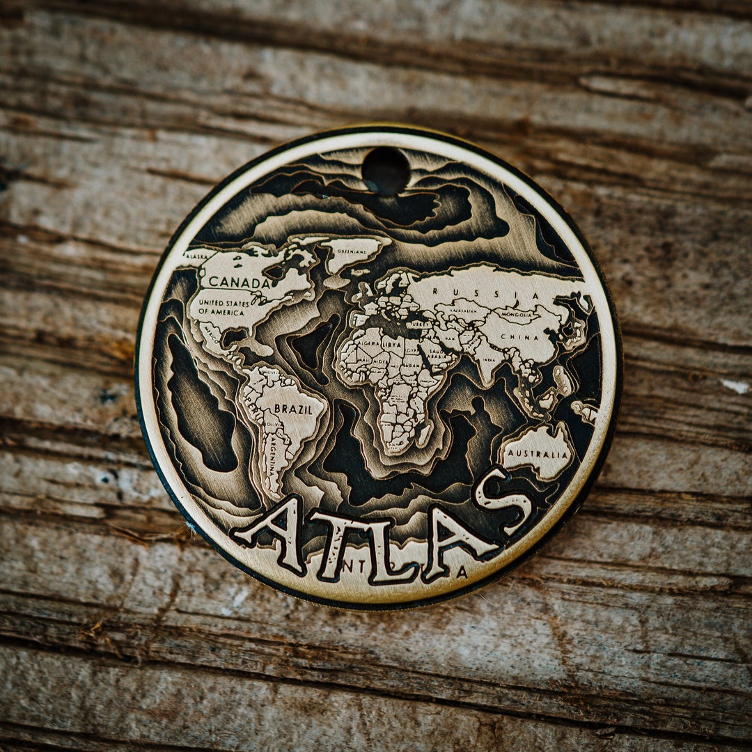 World Map Dog Tag | Engraved | Copper | Personalized | Pet Cat Id Tag ...