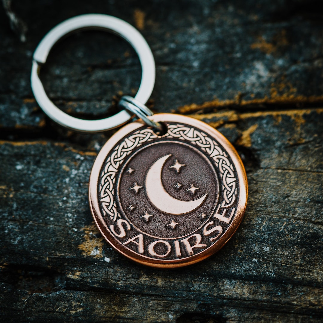 Celtic Moon Dog Tag | Engraved | Copper | Personalized | Pet Cat Id Tag ...