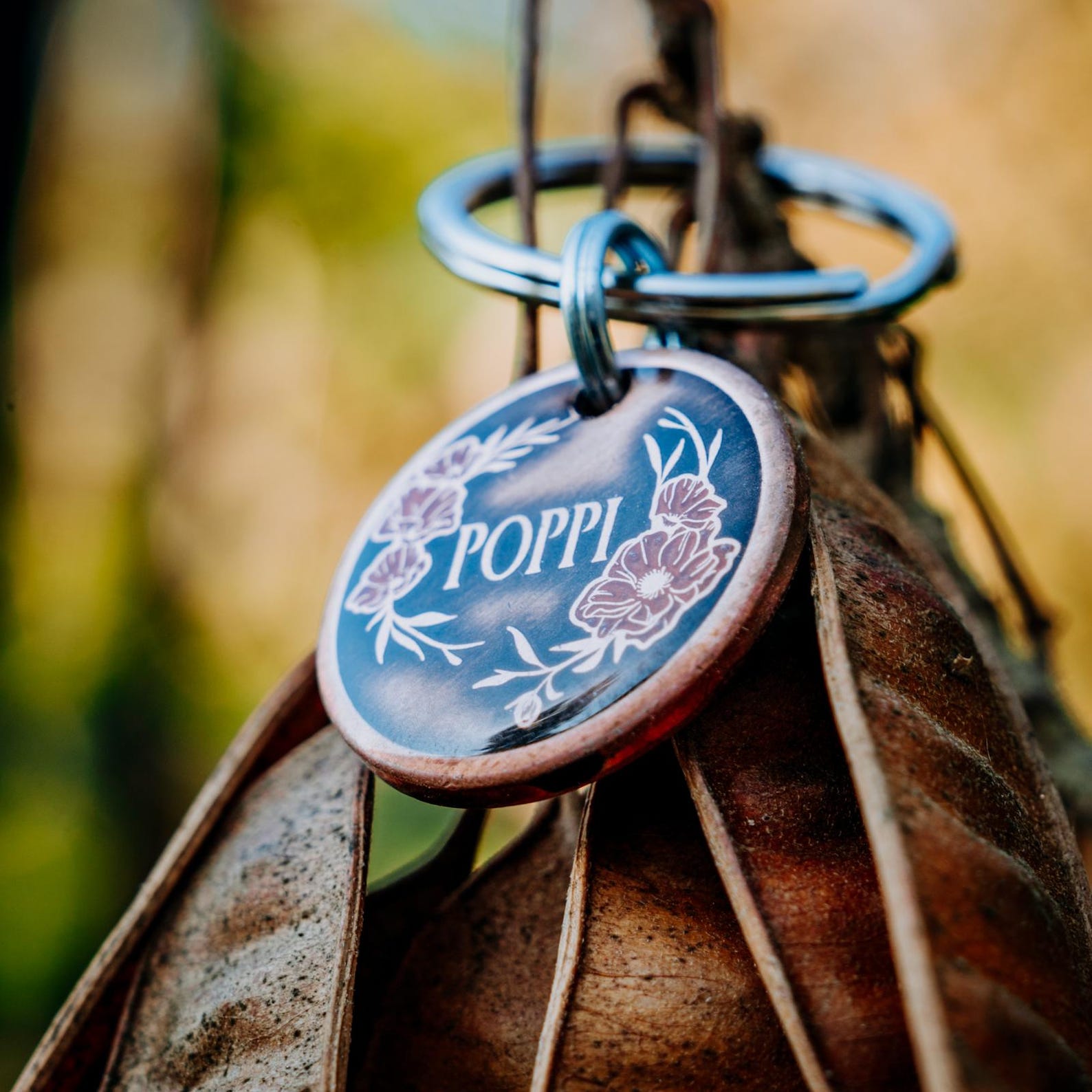 Poppy Flower Dog Tag | Engraved | Copper | Personalized | Pet Cat Id ...
