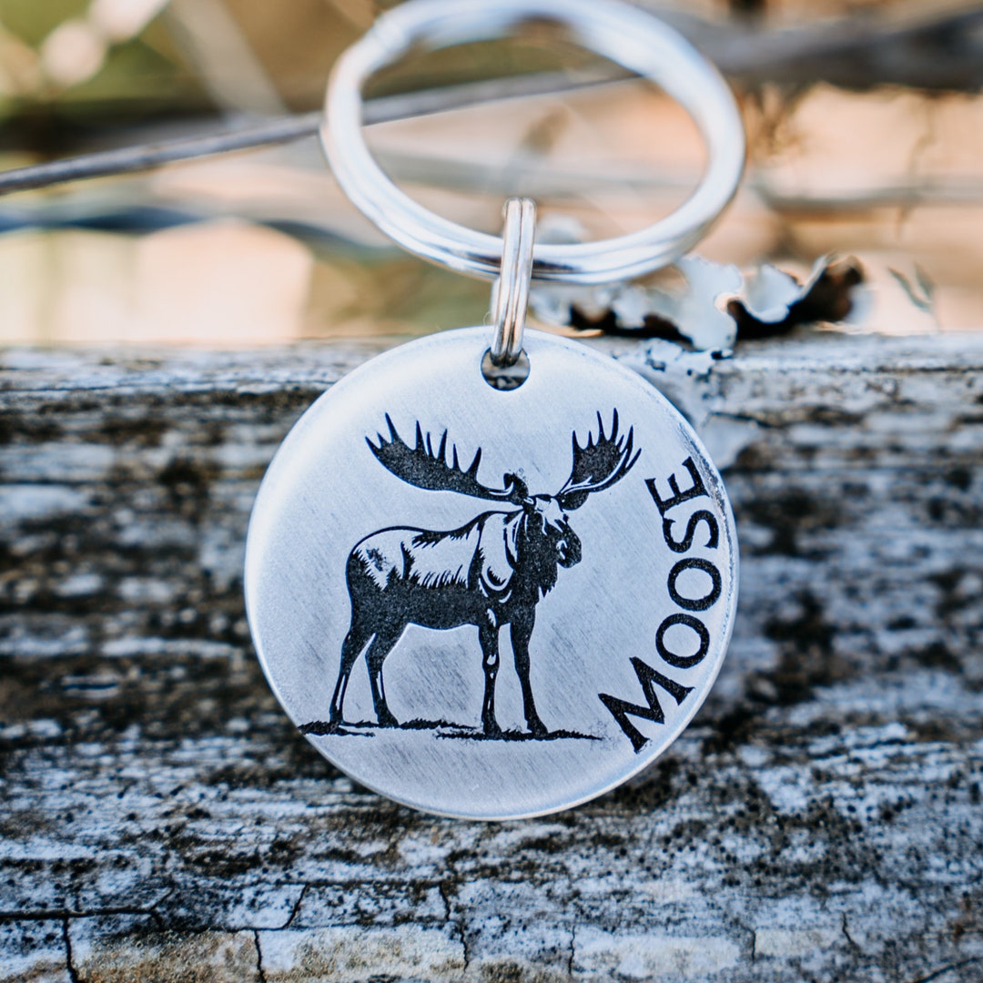 Moose Tag | Engraved | Copper | Personalized | Pet Cat Id Tag | Forest ...