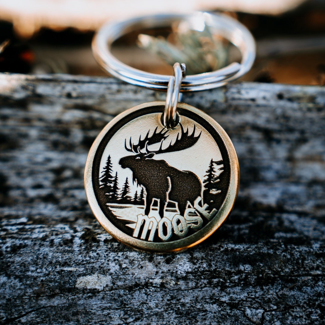 Moose Tag | Engraved | Copper | Personalized | Pet Cat Id Tag | Forest ...