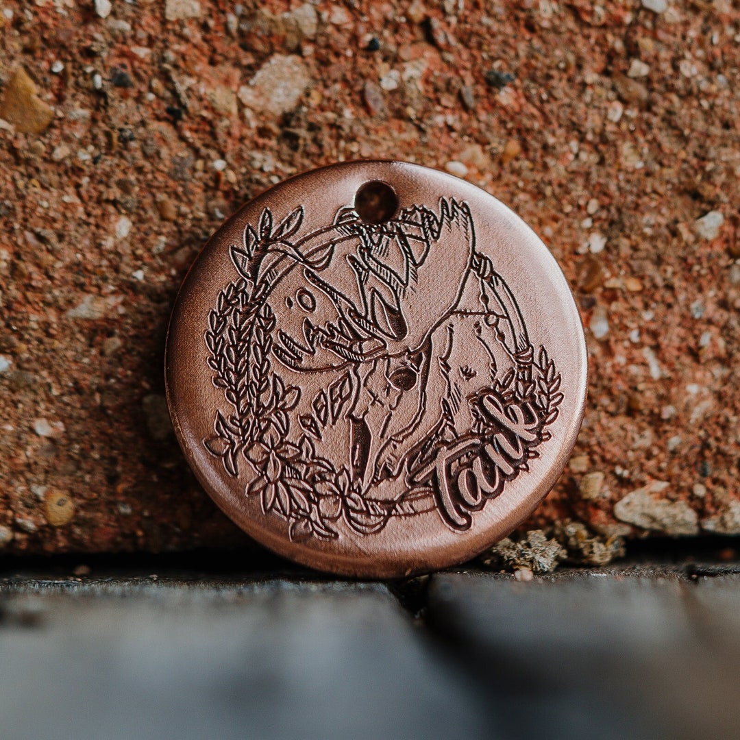 Moose Skull Dog Tag | Engraved | Copper | Personalized | Pet Cat Id Tag ...