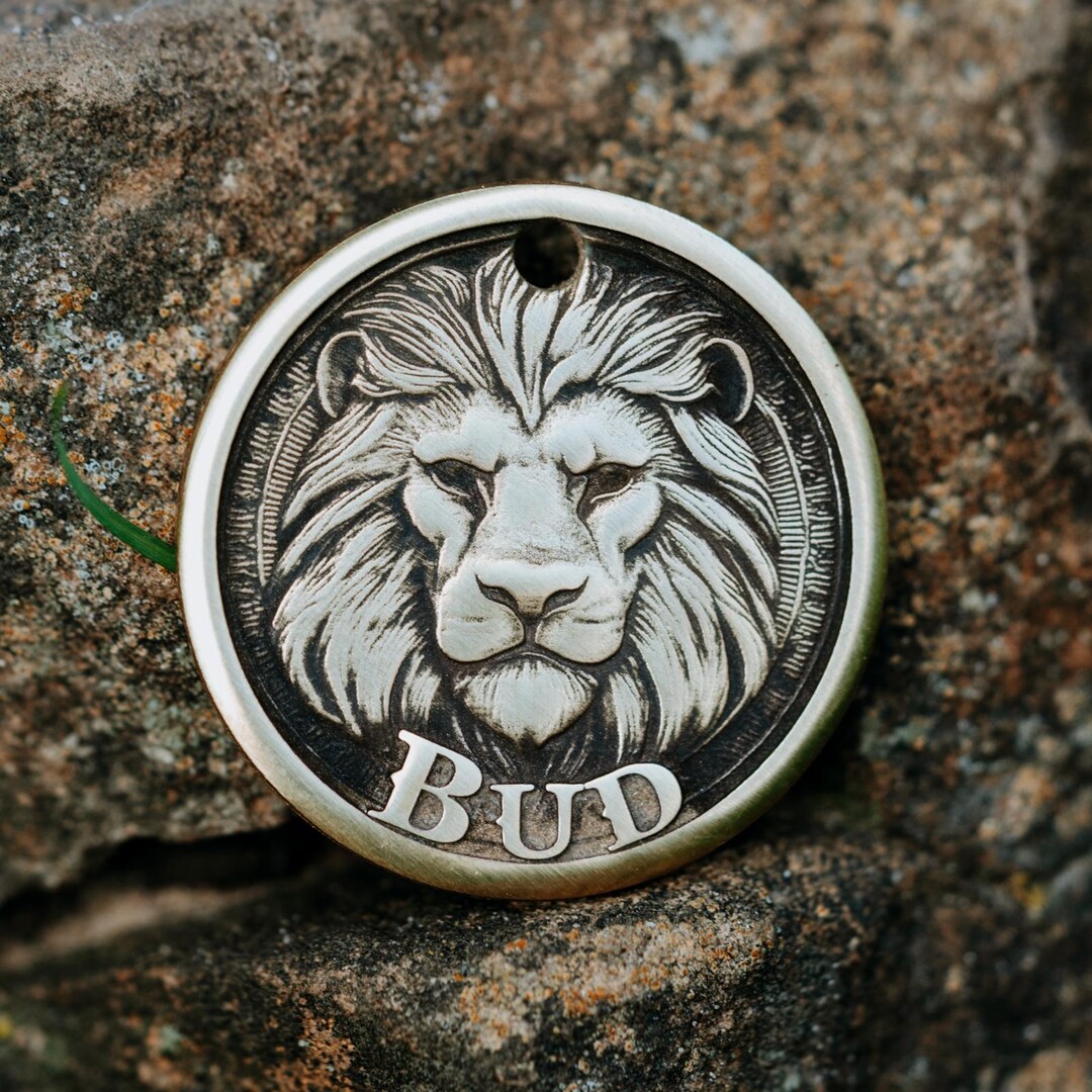 Lion Dog Tag | Engraved | Copper | Personalized | Pet Cat Id Tag ...