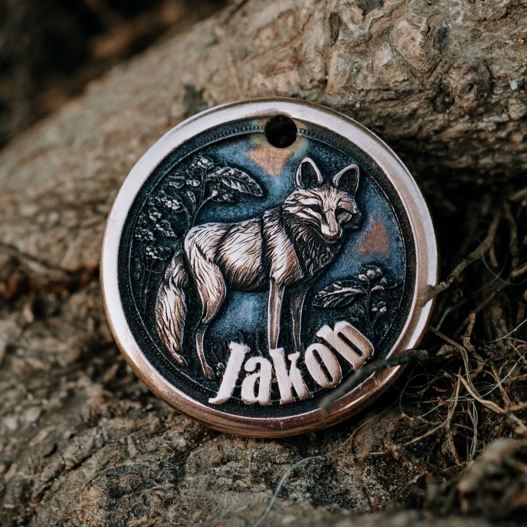 Fox Dog Tag | Engraved | Copper | Personalized | Pet Cat Id Tag ...