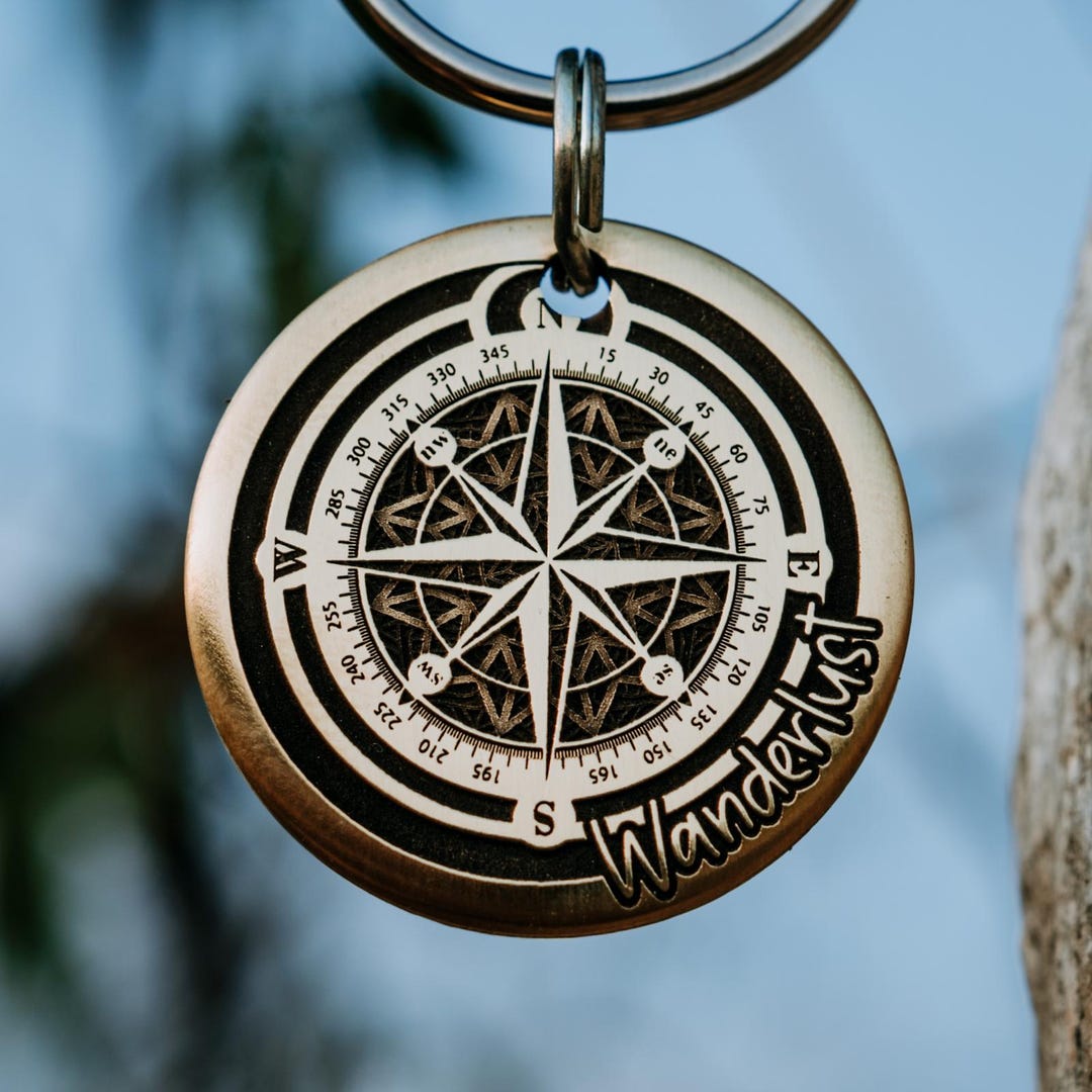 Compass Tag | Engraved | Copper | Personalized | Pet Cat Id Tag | Sea ...