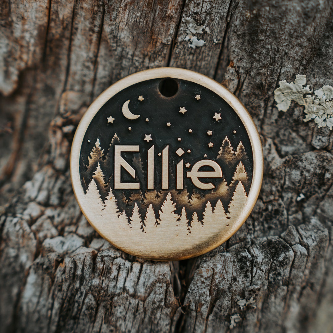 Pine Forest Dog Tag | Engraved | Copper | Personalized | Pet Cat Id Tag ...