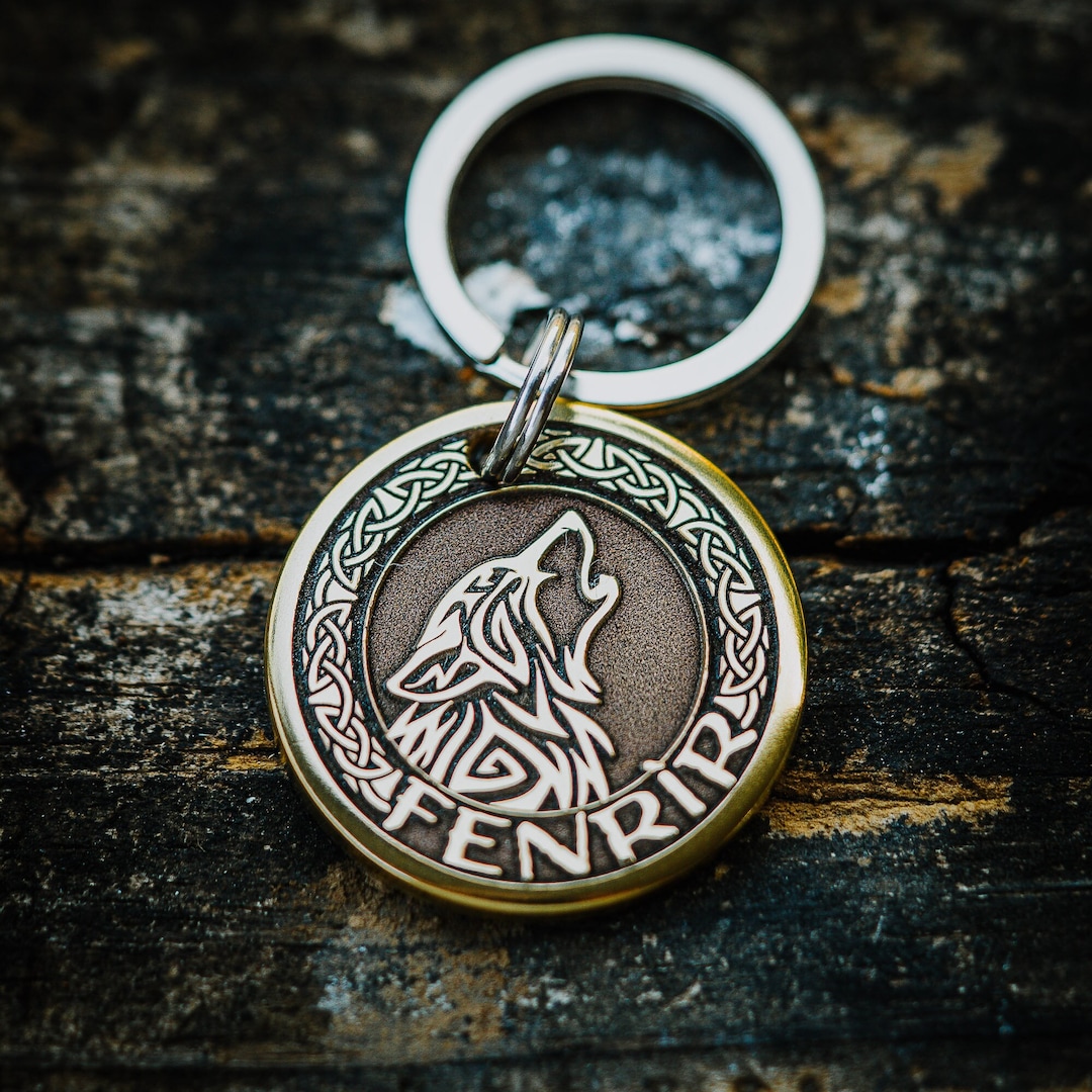 Celtic Wolf Dog Tag | Engraved | Copper | Personalized | Pet Cat Id Tag ...
