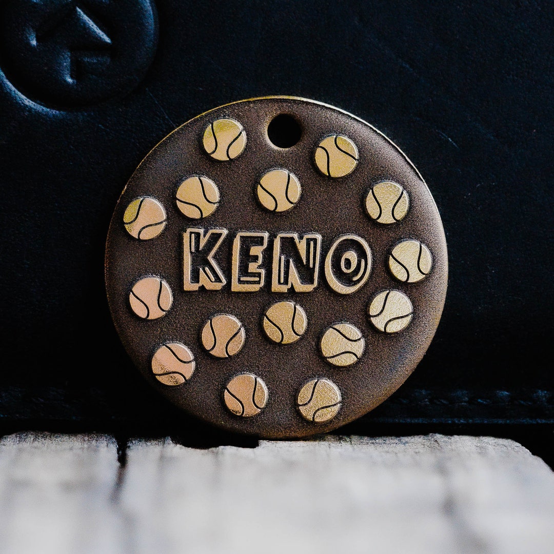 Tennis Balls Dog Tag | Engraved | Copper | Personalized | Pet Cat Id ...