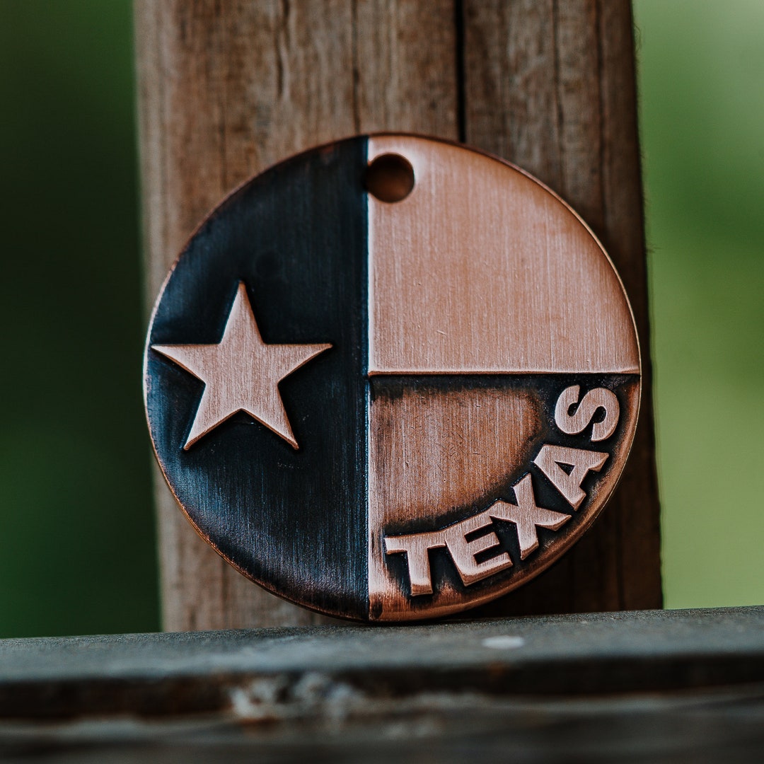 Texas Flag Dog Tag | Engraved | Copper | Personalized | Pet Cat Id Tag ...